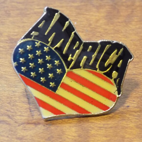 Jewelry | Vintage America Heart Flag Enamel Pin Patriotic Lapel Pin ...